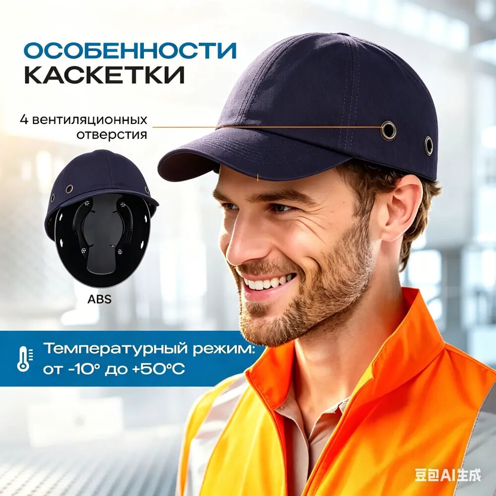 Каскетка защитная с козырьком строительная