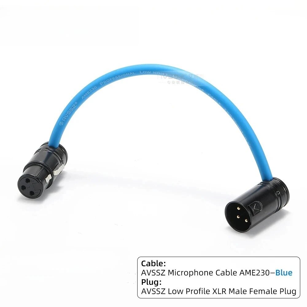 Yinfonic 3-контактный XLR кабель прямой угол Синий, 0.5m, Blue Short XLR Cable
