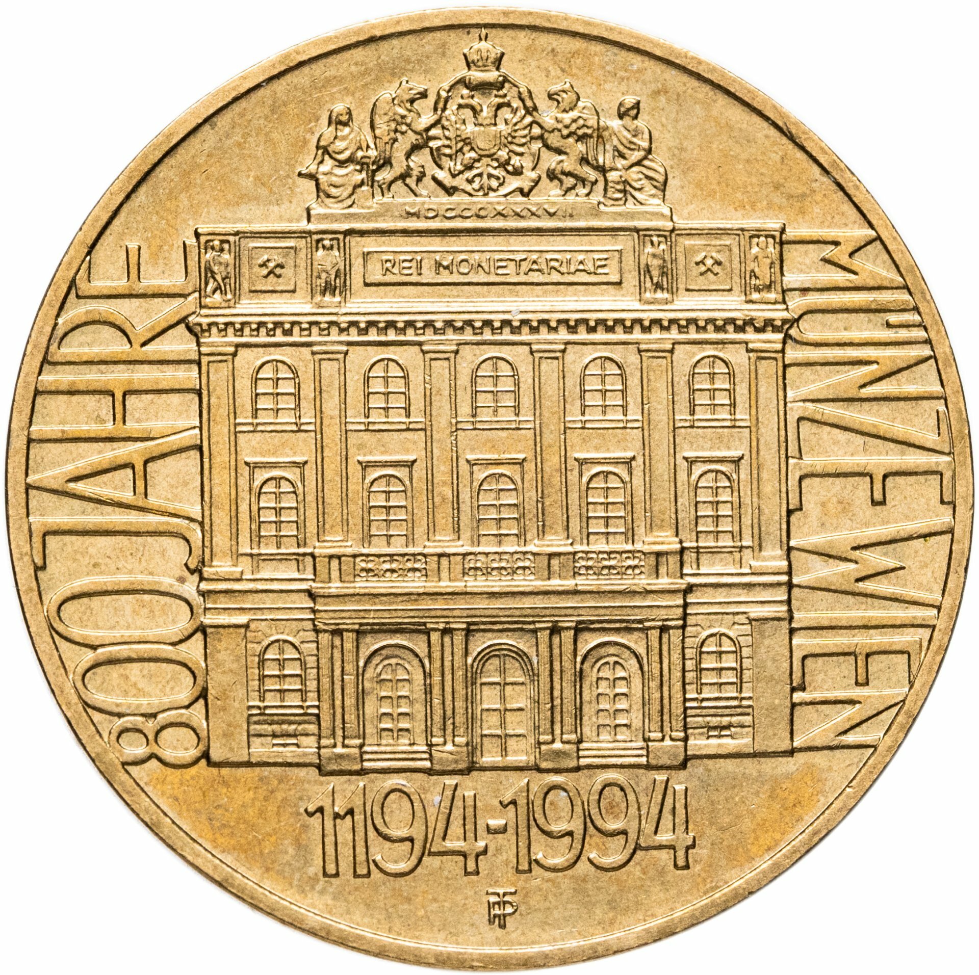 Австрия 20 шиллингов shillings 1994 "800 лет Австрийскому монетному двору", Бронза, в сохранности UNC