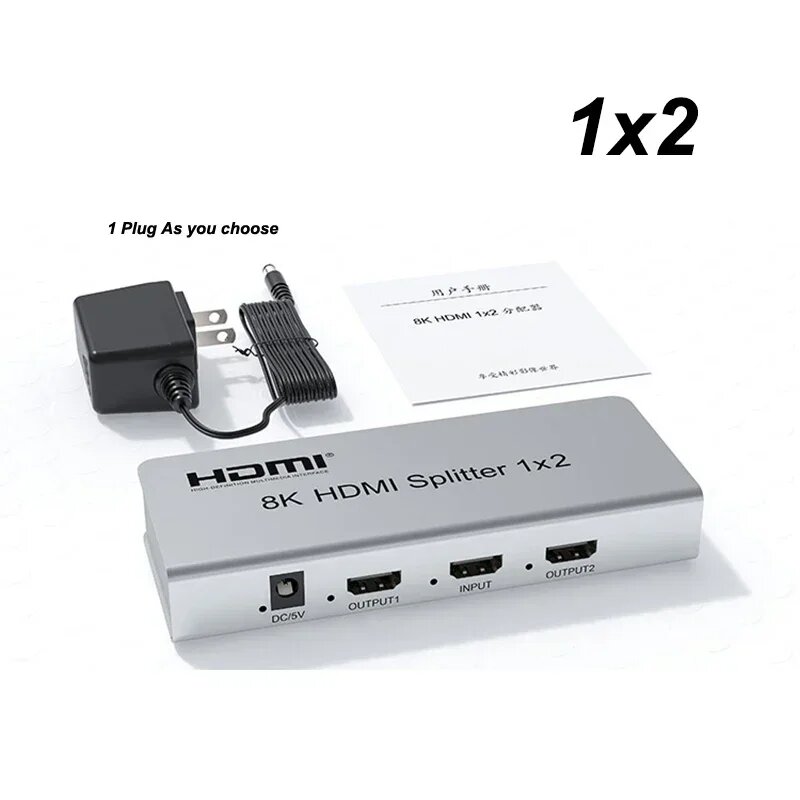 RULLZ 8K 1X2 VS 1X4 HDMI SPLITTER Белый, 8K 1x2