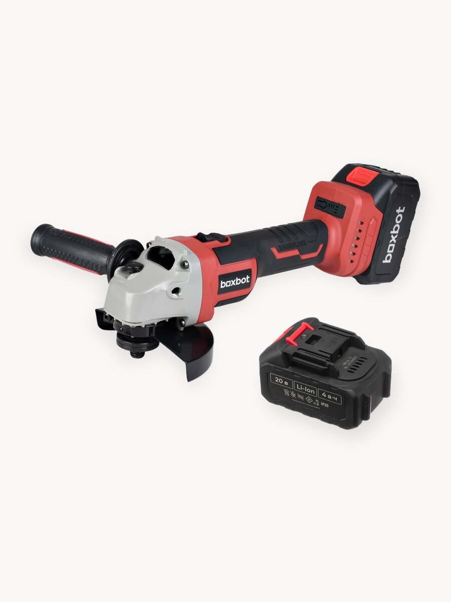 Аккумуляторная УШМ Boxbot 20В, диск 125 мм, 6000/7300/8800 об/мин, 2 АКБ 4.0 А/ч, в кейсе, AG-20B