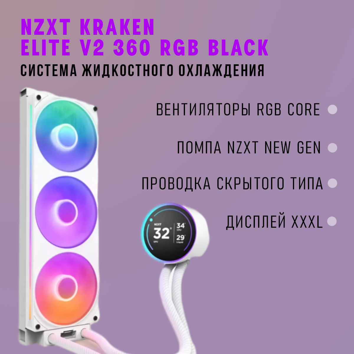 Система жидкостного охлаждения NZXT Kraken Elite V2 360 RGB White (2024)