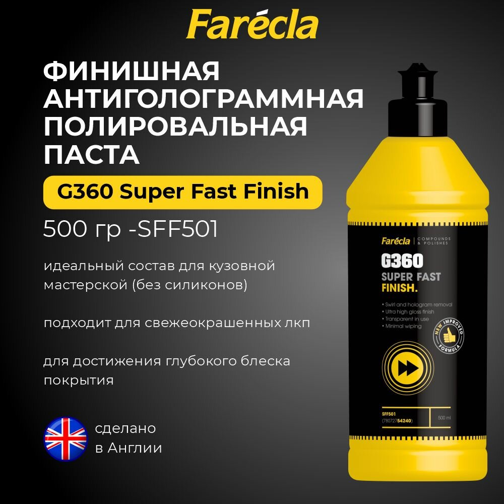 Антиголограммная полировальная паста для авто FARECLA G360 Super Fast Finish 500г.