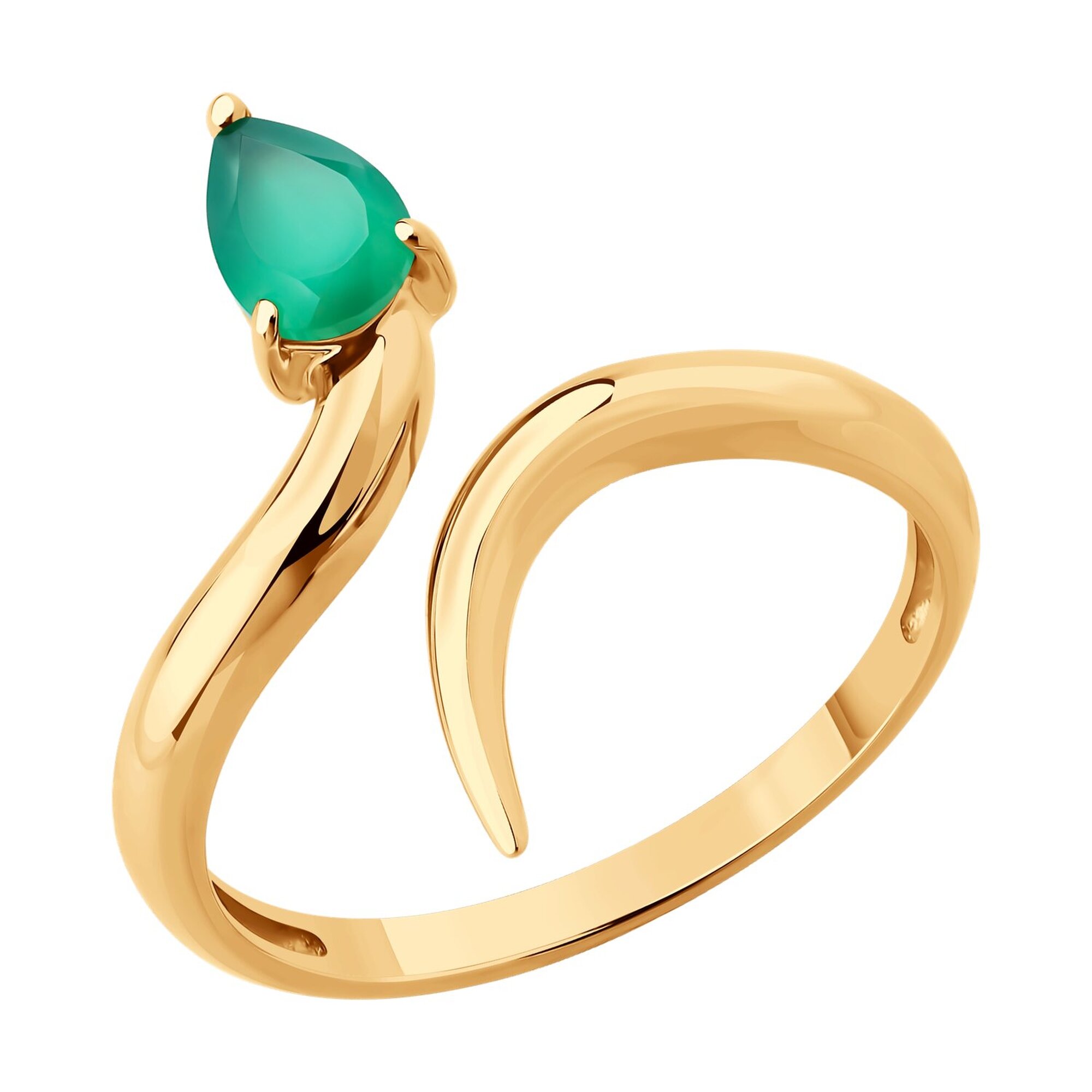 Кольцо, красное золото, 585 проба, агат