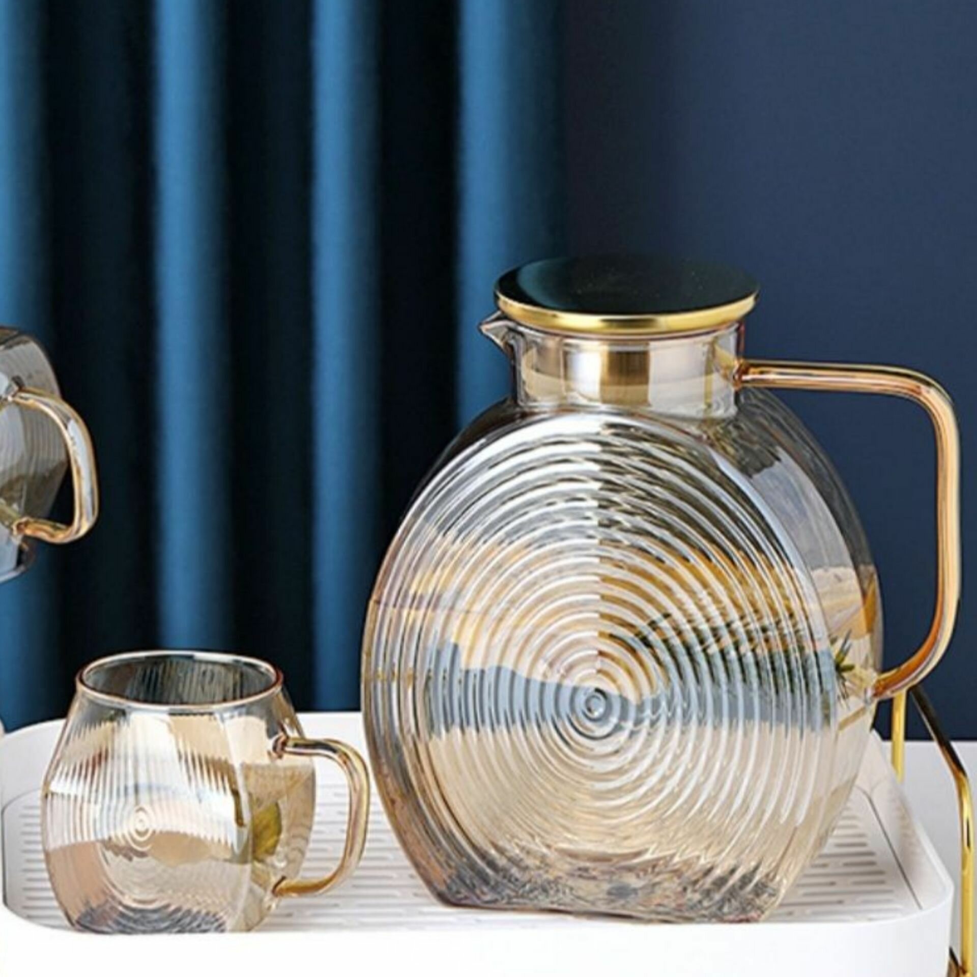 Кувшины L.O.L. Surprise Surprise, стекло, для воды и сока, бежевые, 22см，Добавьте шесть чашек