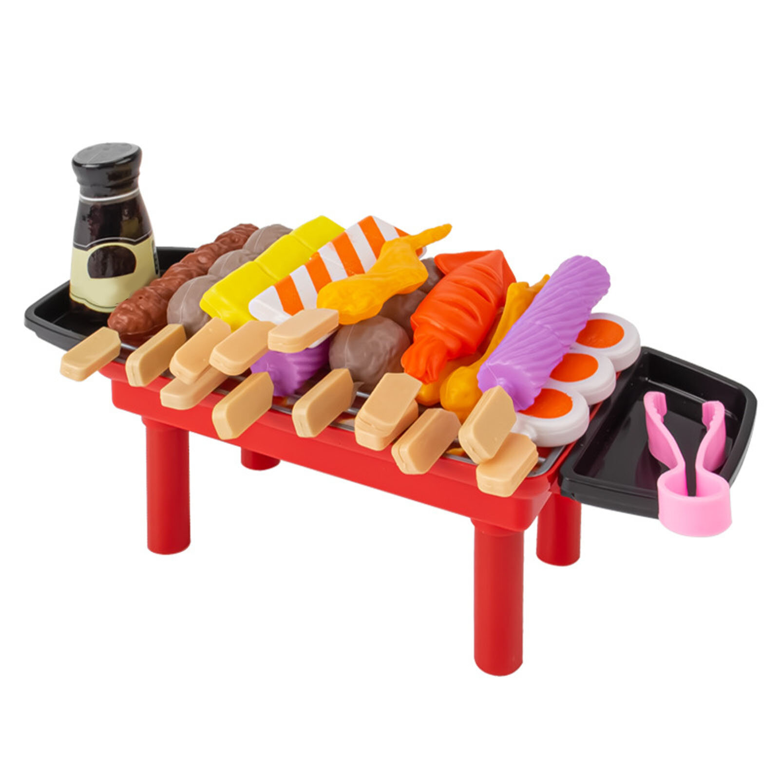 28pcs Kids Barbecue Grill Playset Clamp Tray Foods Simulation Kitchen Role Play BBQ Toys