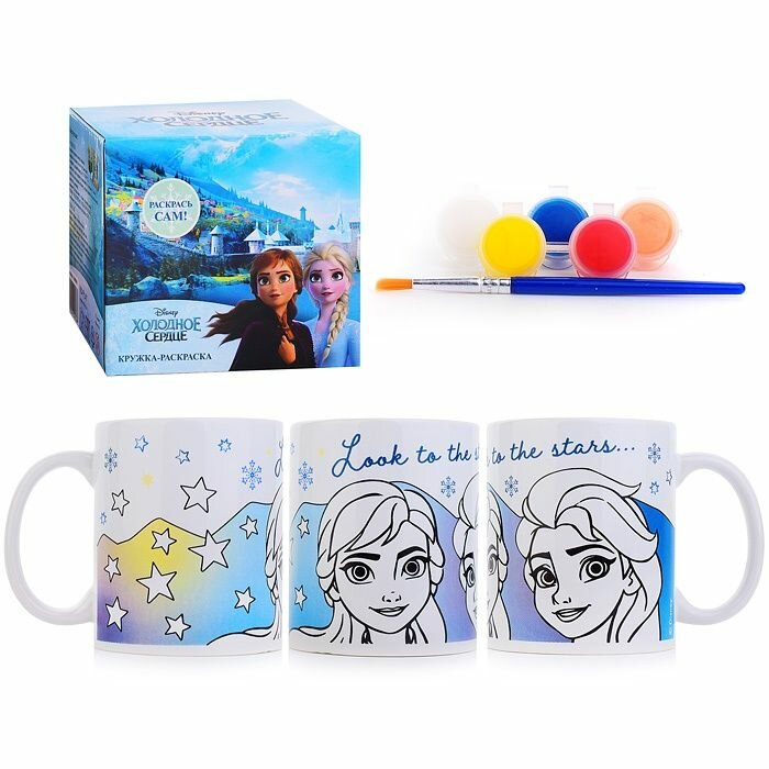 Кружка под роспись ND Play 325 мл, в наборе с красками и кисточкой, "Холодное сердце 2" (296621)