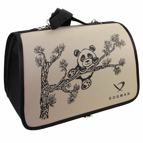 Сумка-переноска для собак Dogman "Лира", №1, Панда, серая, 35х23х22 см