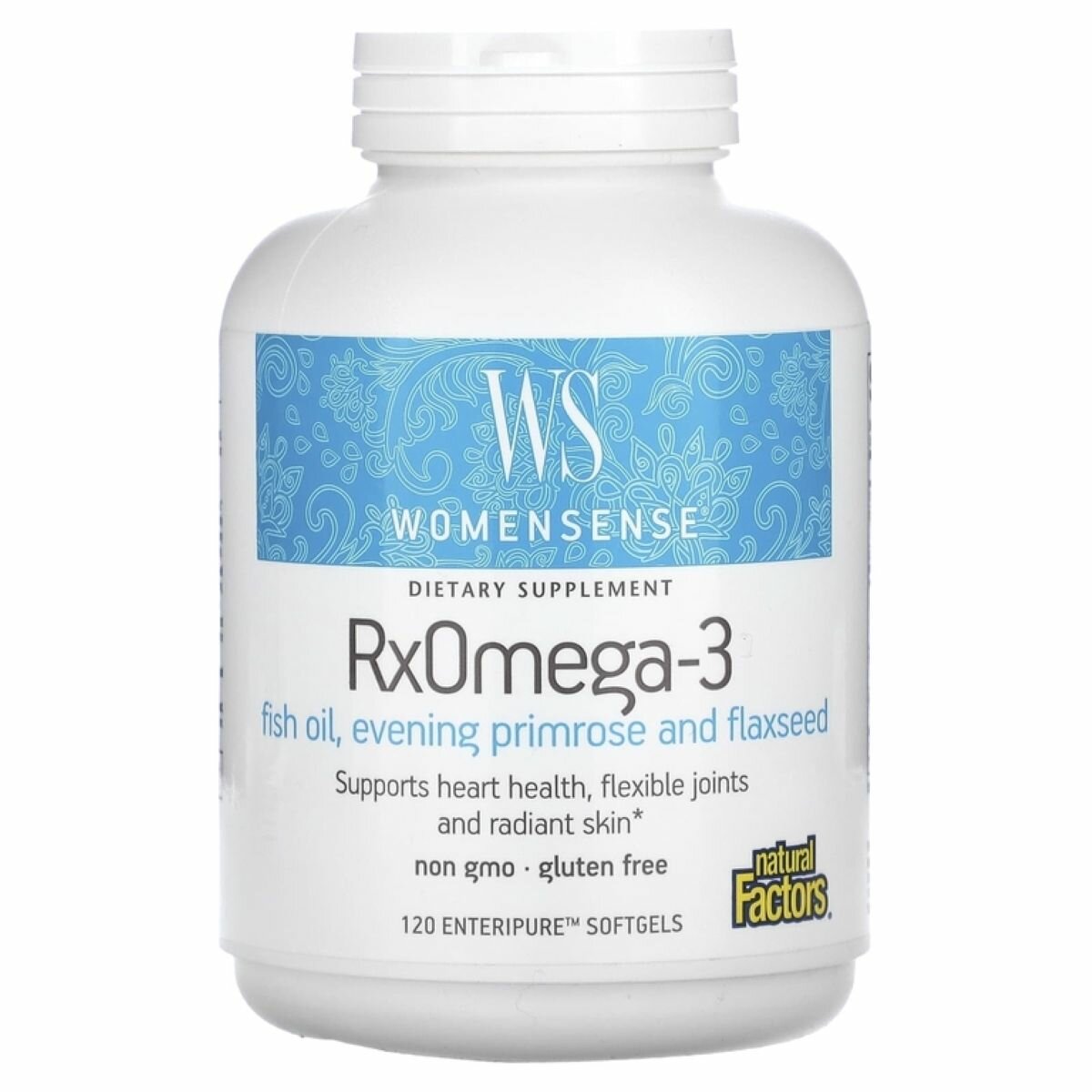 Рыбий жир, Омега 3, Natural Factors RxOmega-3, здоровье сердца, мозга и суставов, 120 капсул