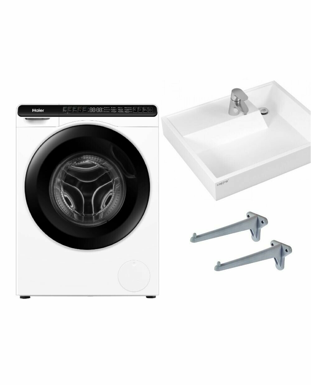 Стиральная машина мини с паром Haier HW50-BP1026 и раковина над стиральной машиной Юпитер 60