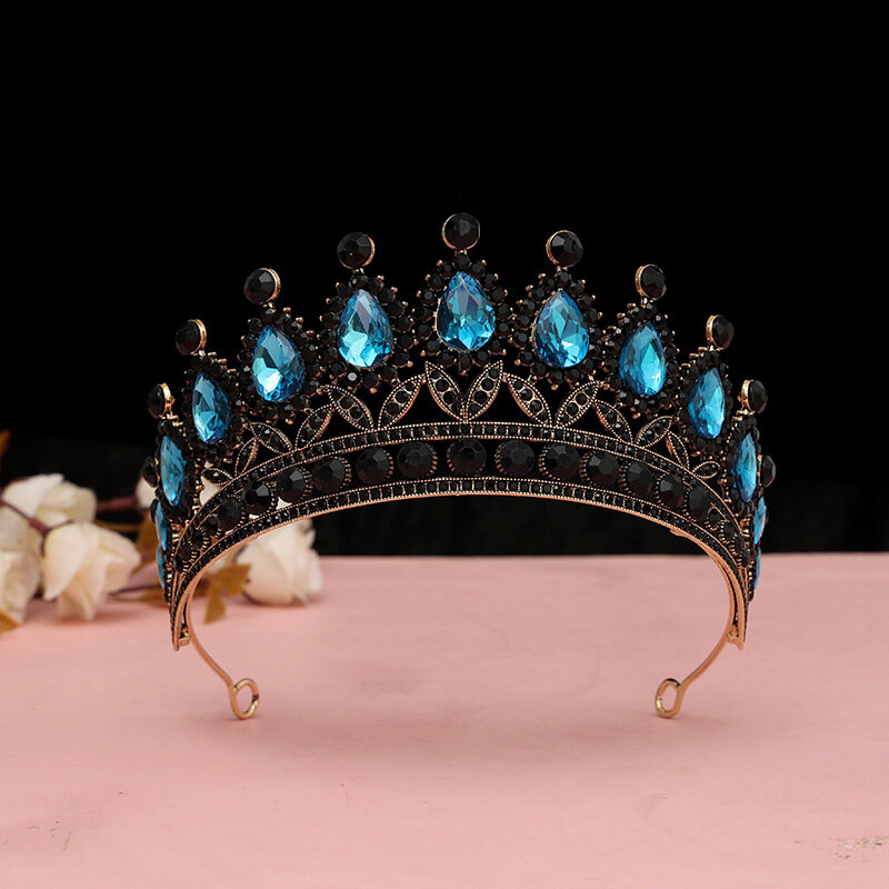 Свадебный головной убор "Барокко", ретро, черная, роскошная корона, 18 день рождения