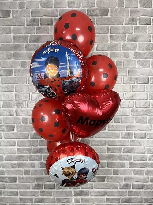 Гелиевые шары фонтан "Леди Баг"