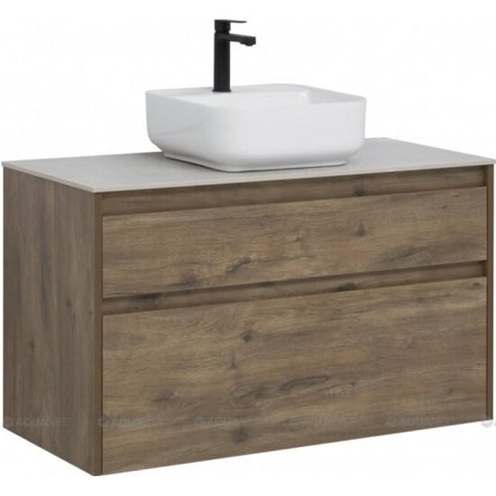 Тумба под раковину Aquanet Nova Lite 100 2 ящ. (SLIM SYNERGY) цв. дуб рустикальный (249957)