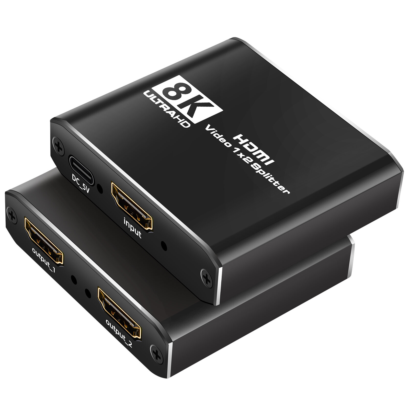 Разветвитель HDMI 8K 60 Гц, дубликат 1 в 2/зеркало для 4K 120 Гц 1080P 240 Гц 3D CEC, совместимый с ТВ-приставкой PS4 PS5 Компьютерный DVD-плеер