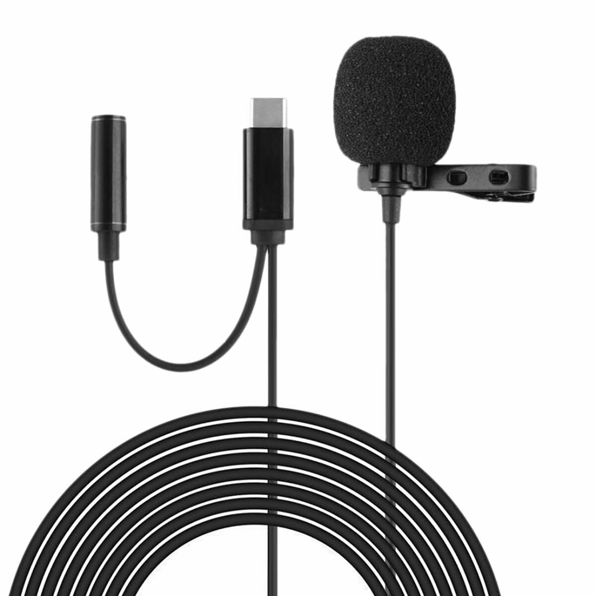 Петличный микрофон для записи интервью/видеоконференций/подкастов/прослушивания голоса на смартфонах (Type-C)