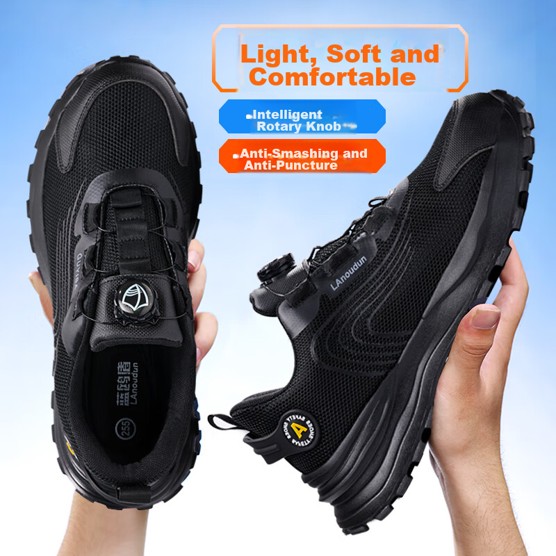 Blue Owl Shield Safety Shoes for Men, Winter Lightweight Steel Toe Cap, Puncture-Resistant, Wear-Resistant, Protective Work Boots D217 Size 42