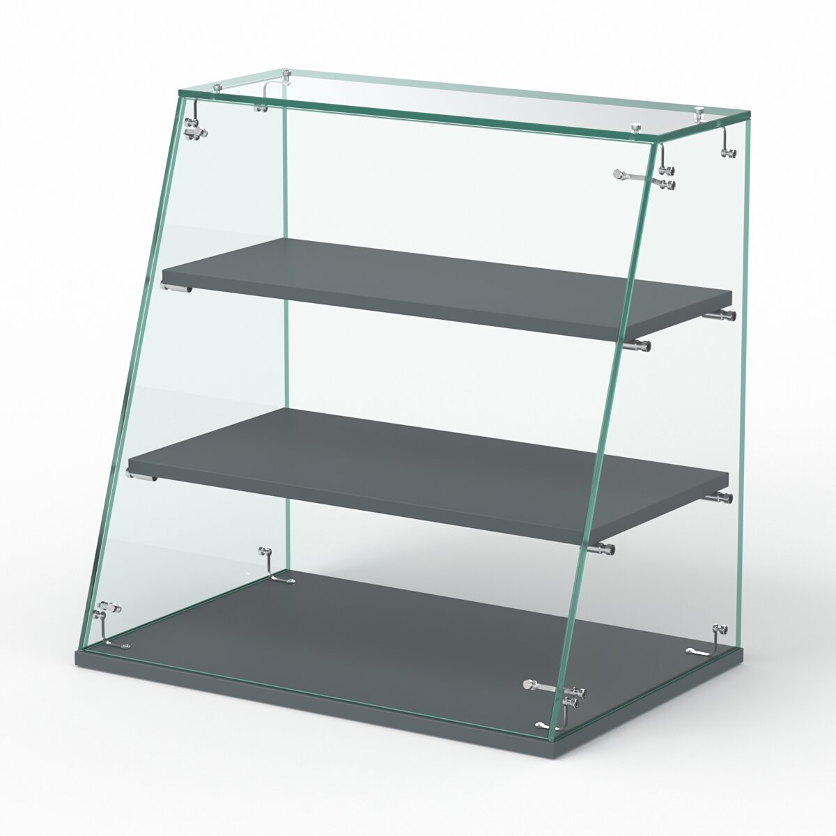 Витрина "сладость" №7КА-О-П для выпечки настольная с прямыми полками без дверок пдсп, Темно-Серый