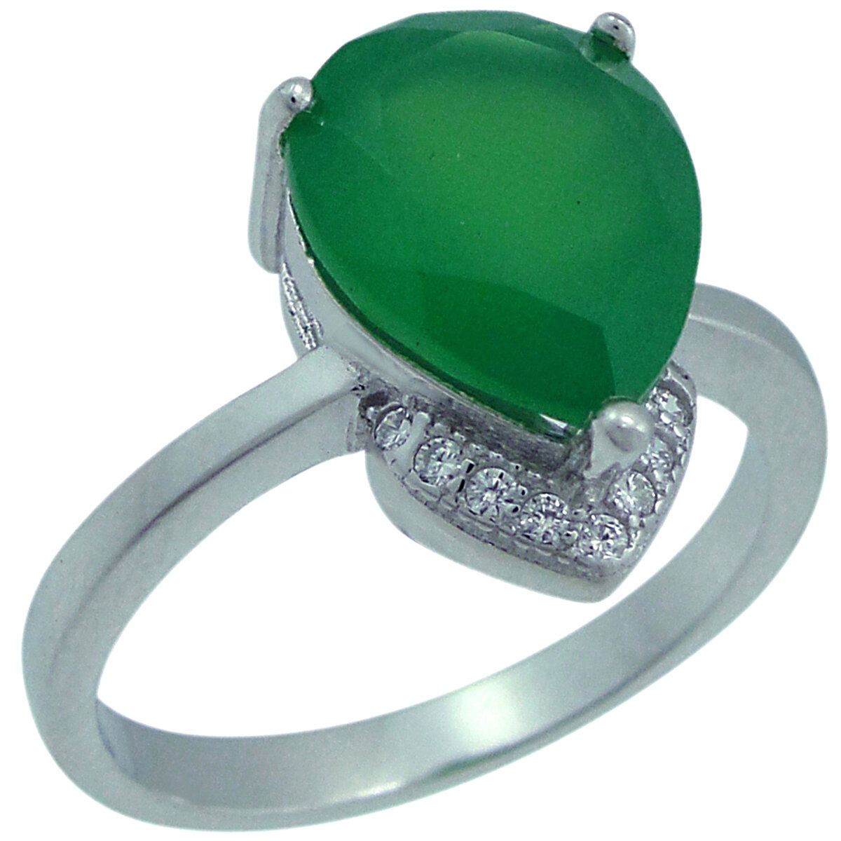 Кольцо тонкое, серебро, 925 проба, родирование, агат, фианит