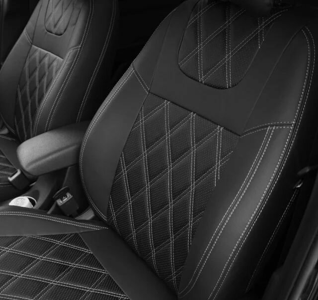 Чехлы DINAS, перфорированная экокожа, для Toyota RAV4 2019, чёрные