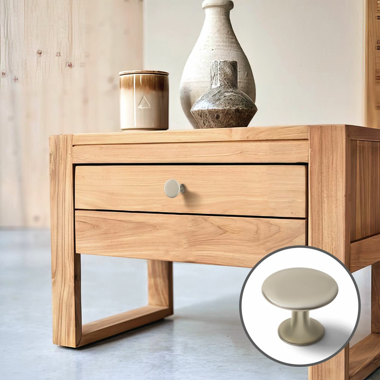 Ручка-кнопка тундра РК002, Матовый никель, 20 шт