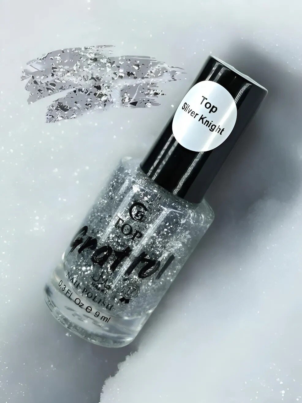 Grattol Top Silver Knight - Топ для ногтей с эффектом жидкого серебра, 9 мл
