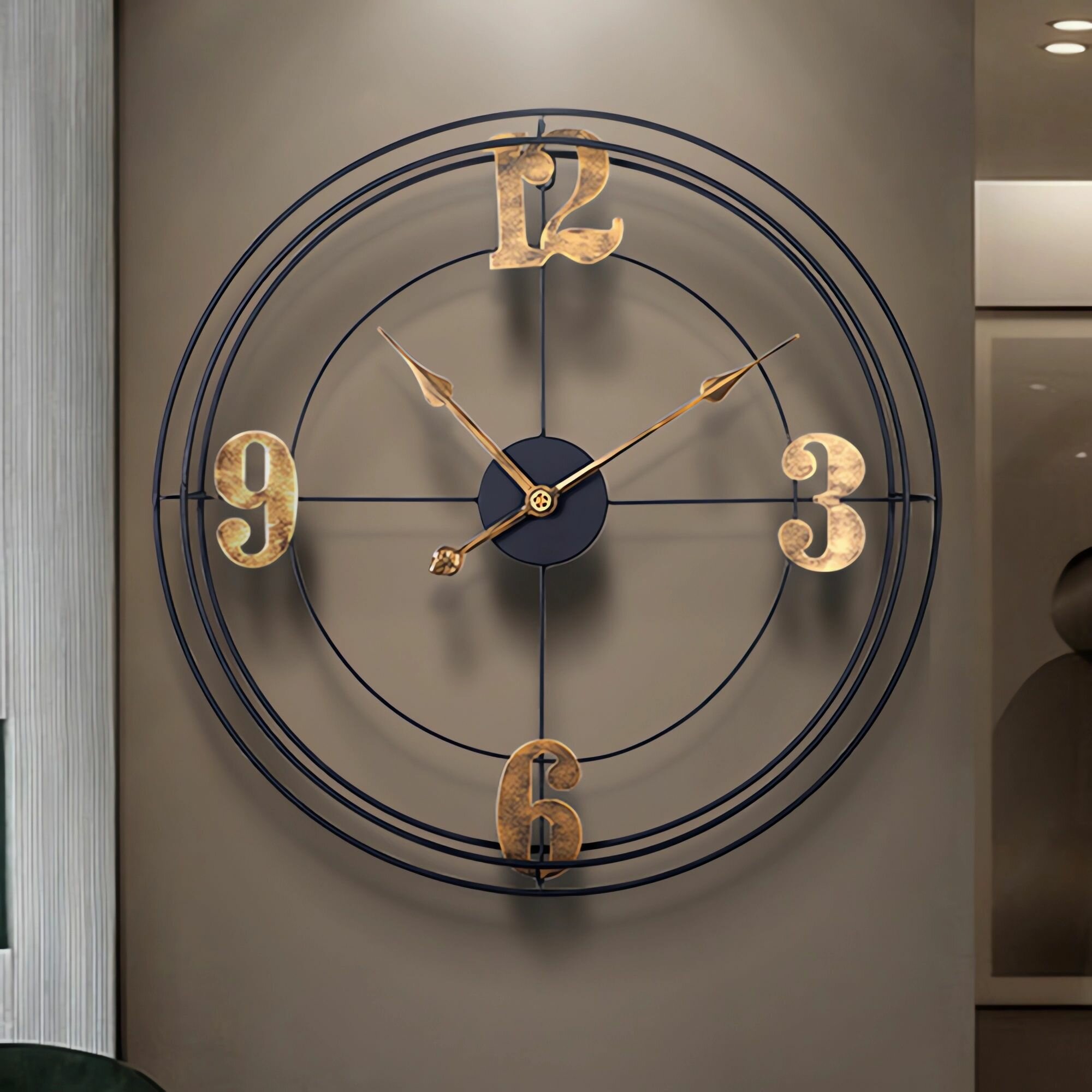 Часы настенные металлические в стиле лофт Emilion Loft Forged-2 60 (Черные)