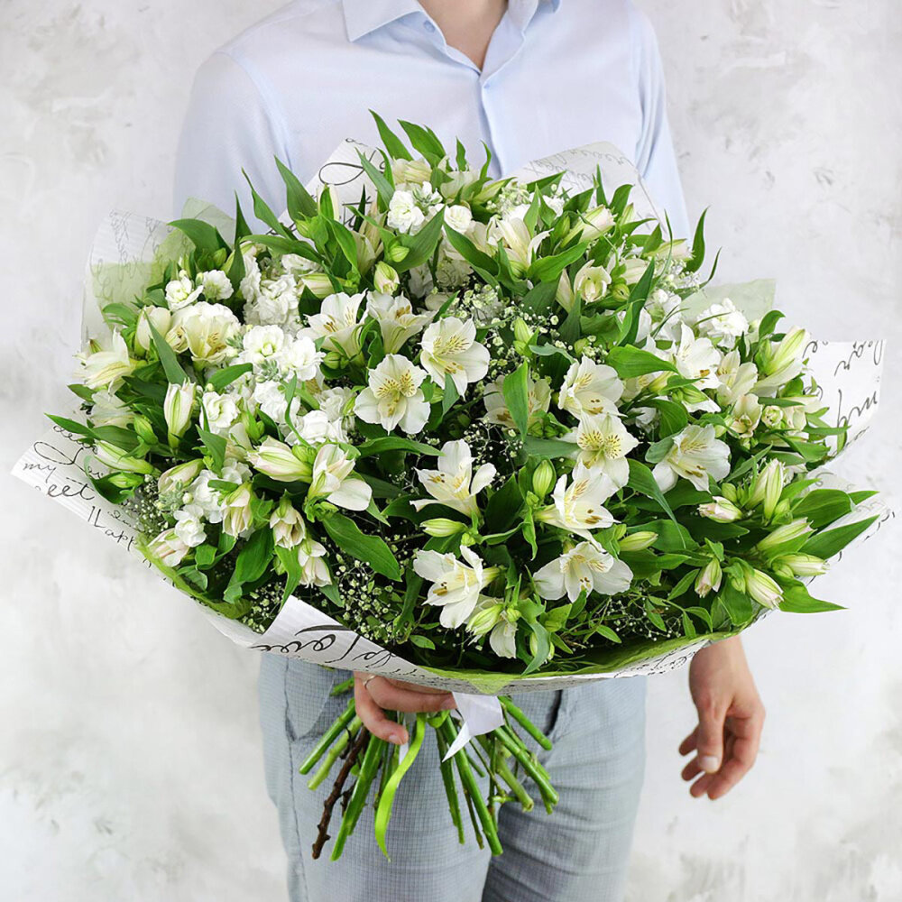 Букет Букет Маркет "Альстромерии и маттиолы", высота 55 см, 1 цветок