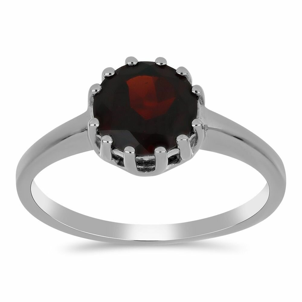 Кольцо тонкое, серебро, 925 проба, родирование, гранат