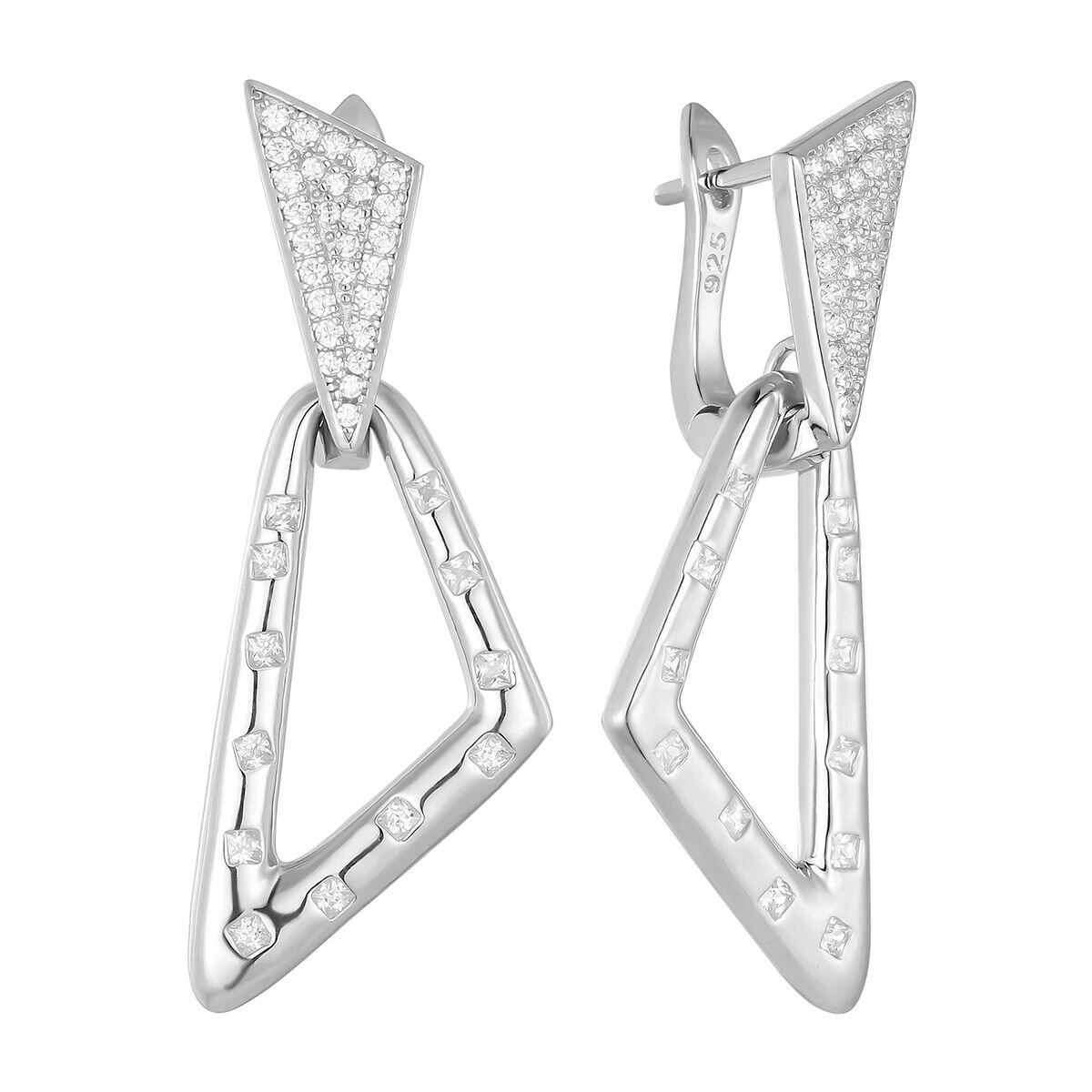 Серьги, серебро, 925 проба, родирование, фианит