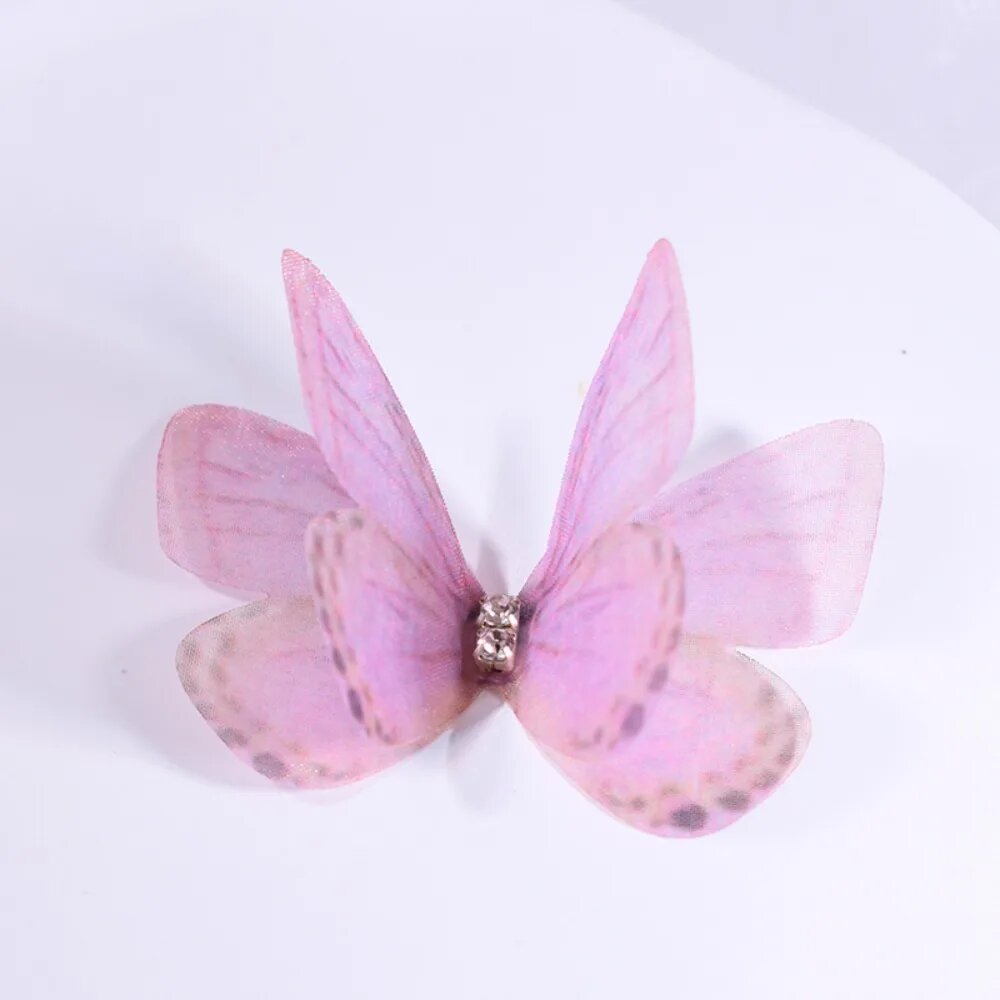 Аппликации-бабочки из органзы 50 шт Розовый, 02