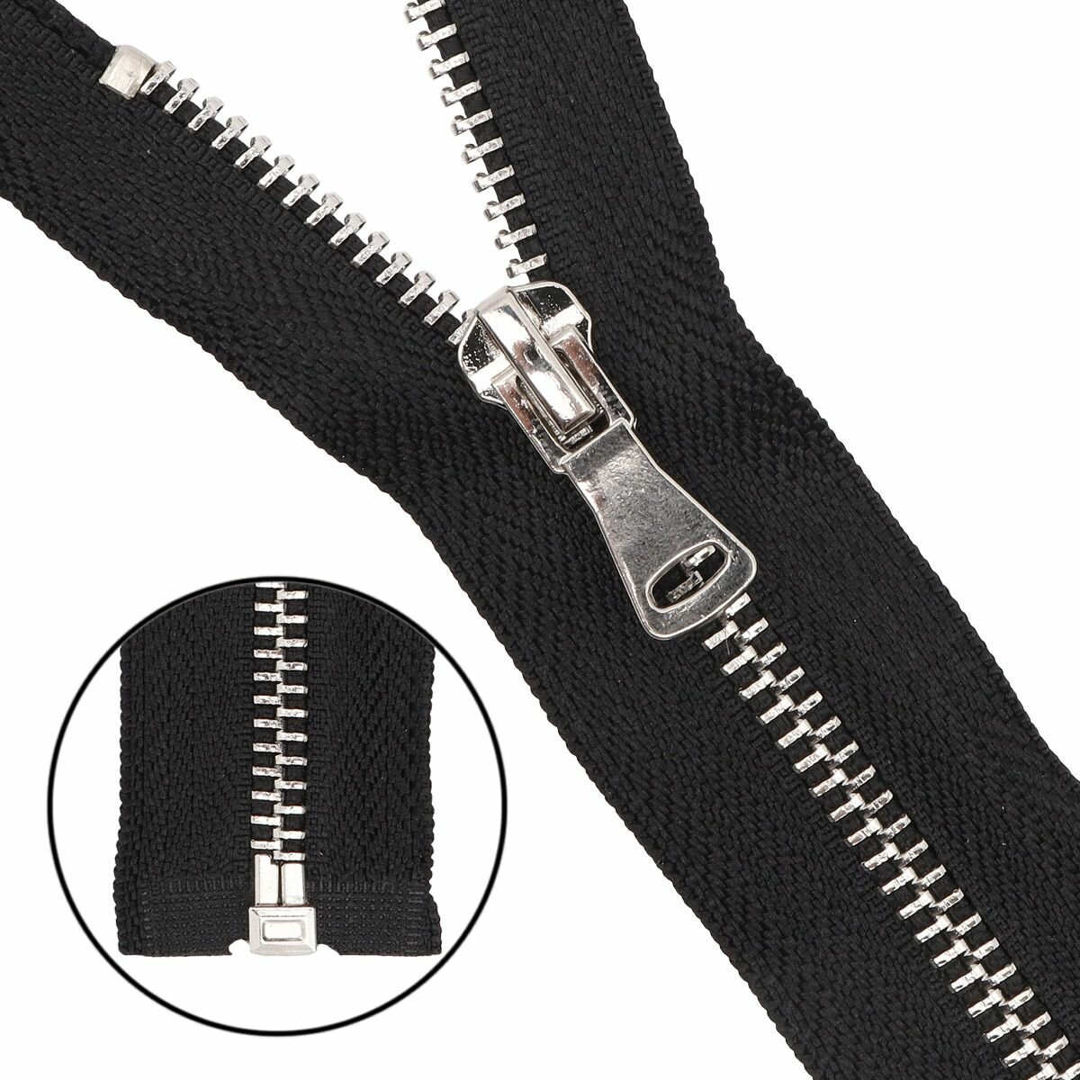 Молния металл-никель, разъемная Т3 - 75см (580 черный)