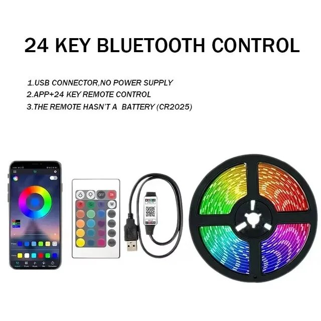 RGB лента светодиодная 5м Bluetooth 24KEY