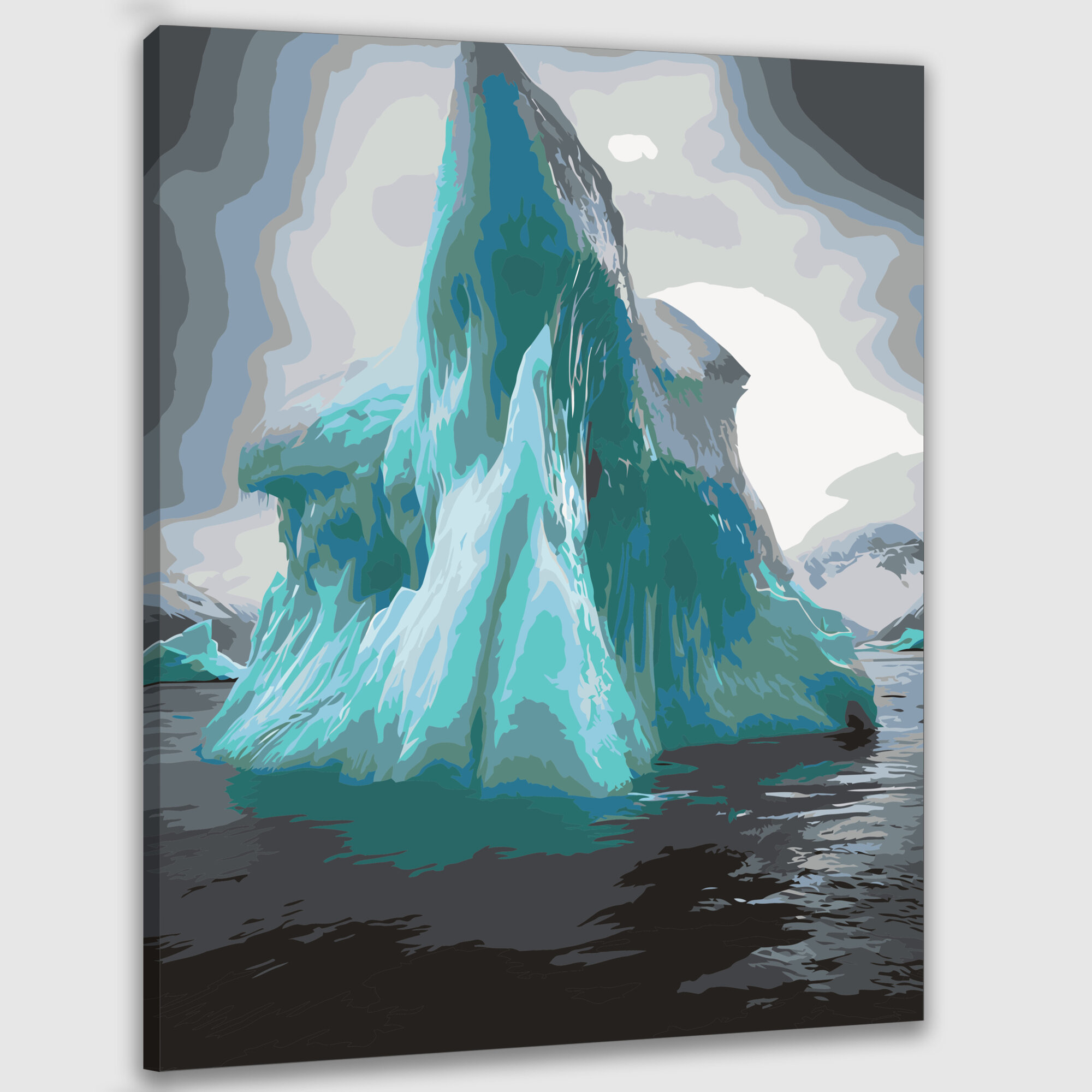Картина по номерам 40x50 см, фотография, айсберг, ледяное море, текстуры, узоры, благоговение, мощь природы