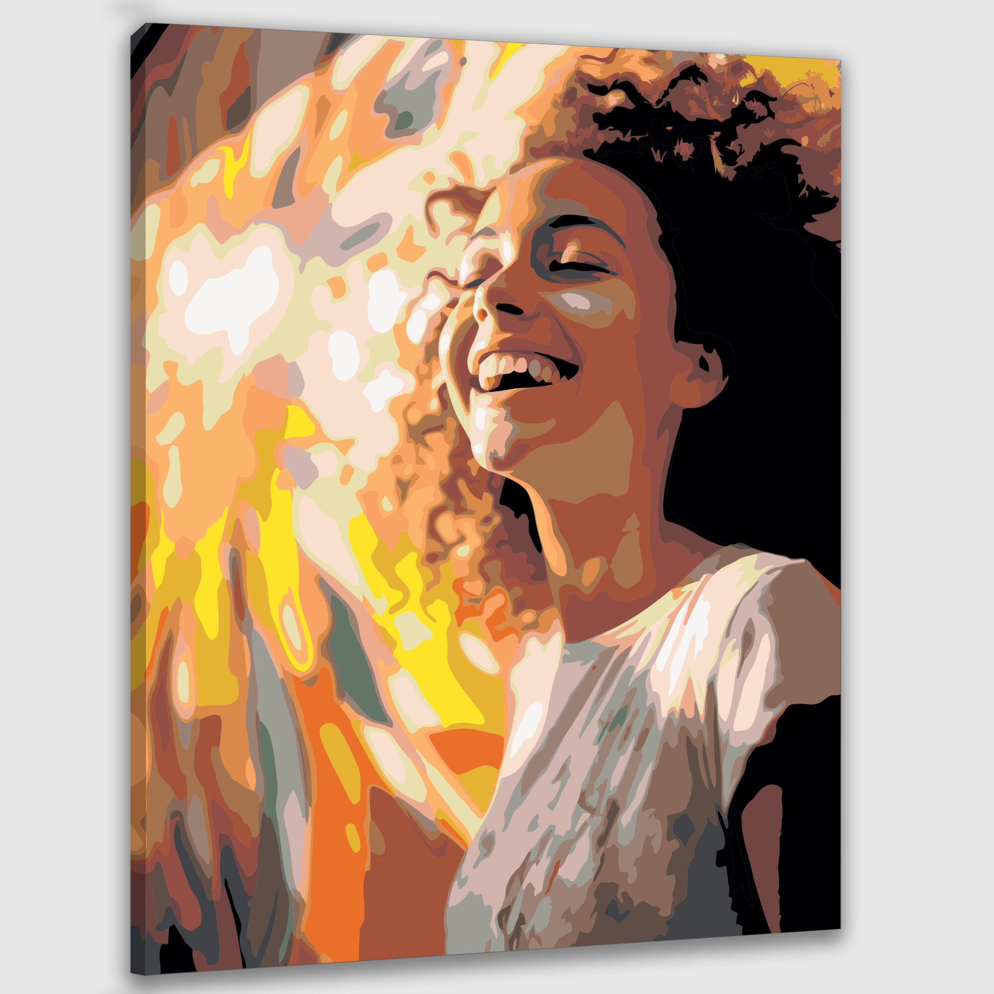 Картина по номерам 40x50 см, фотография, девушка, счастье, лицо, улыбка, рисовать, фреска, улица, граффити, мазки