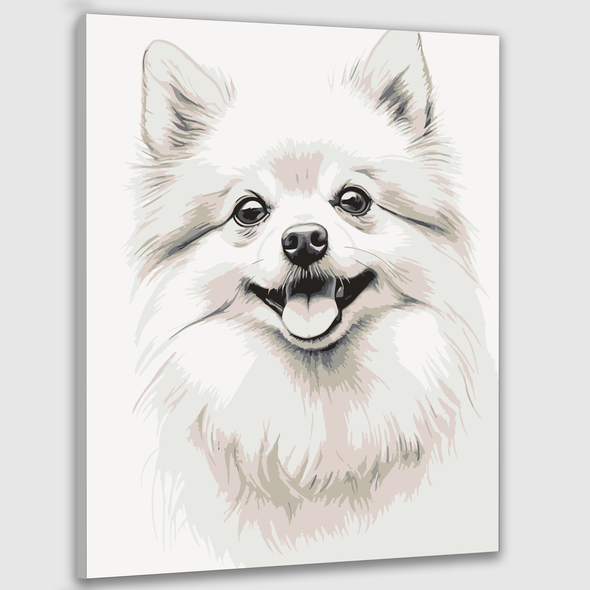 Картина по номерам 40x50 см, карандашный набросок, собака, порода шпиц, элегантность, стиль, тонкие линии, растушевка