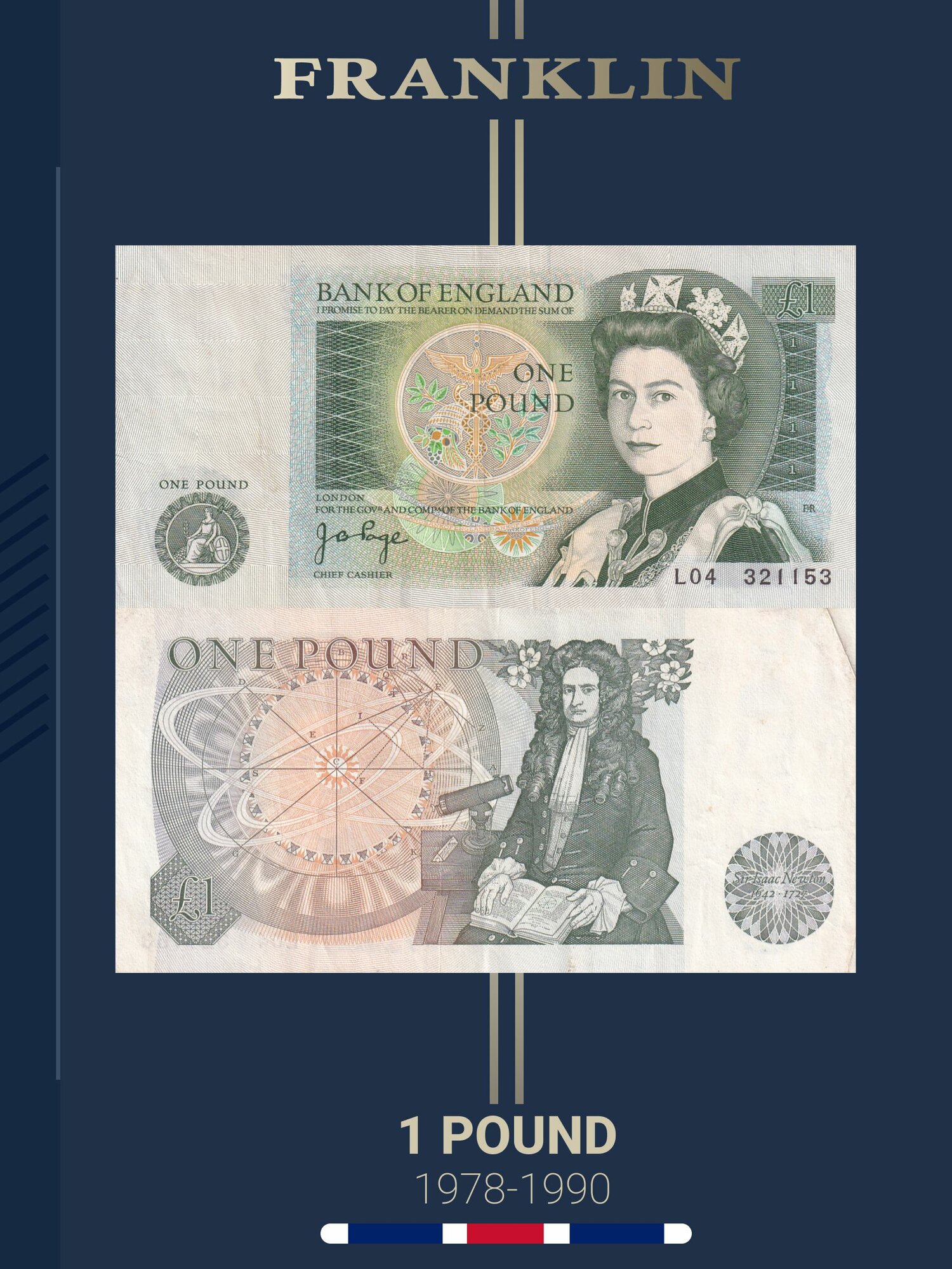 Банкнота Великобритания 1 фунт ONE POUND 1978-1990 год (VF) Pick 377