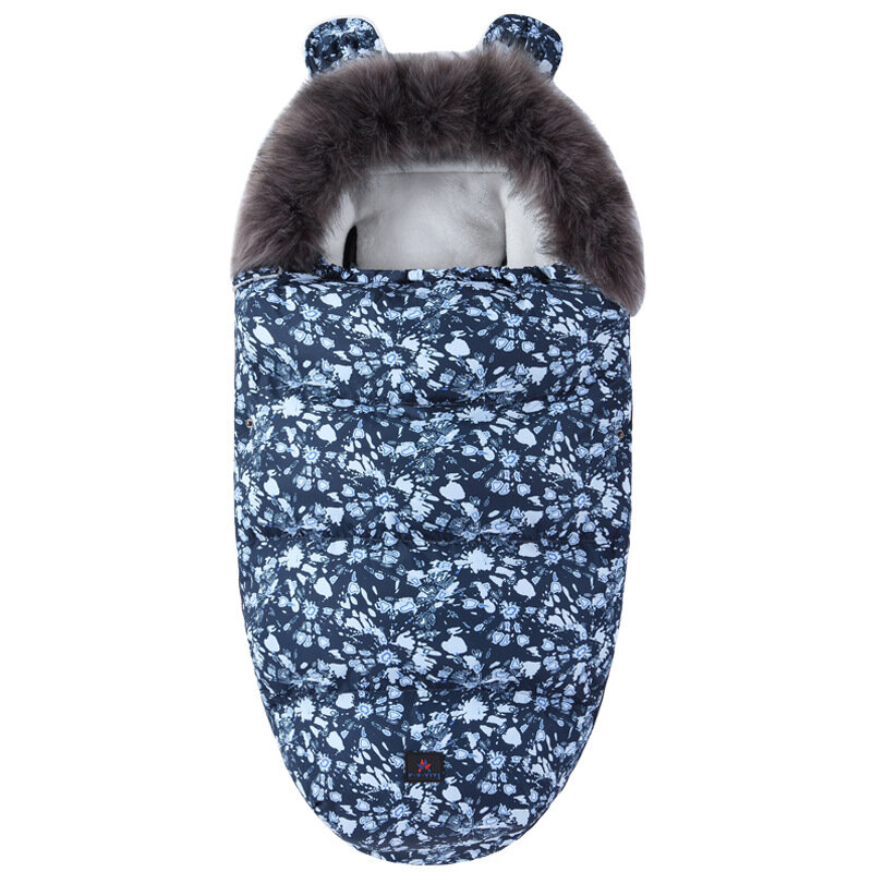 Спальный мешок, для детской коляски, 100x46 см, голубой и белый фарфор