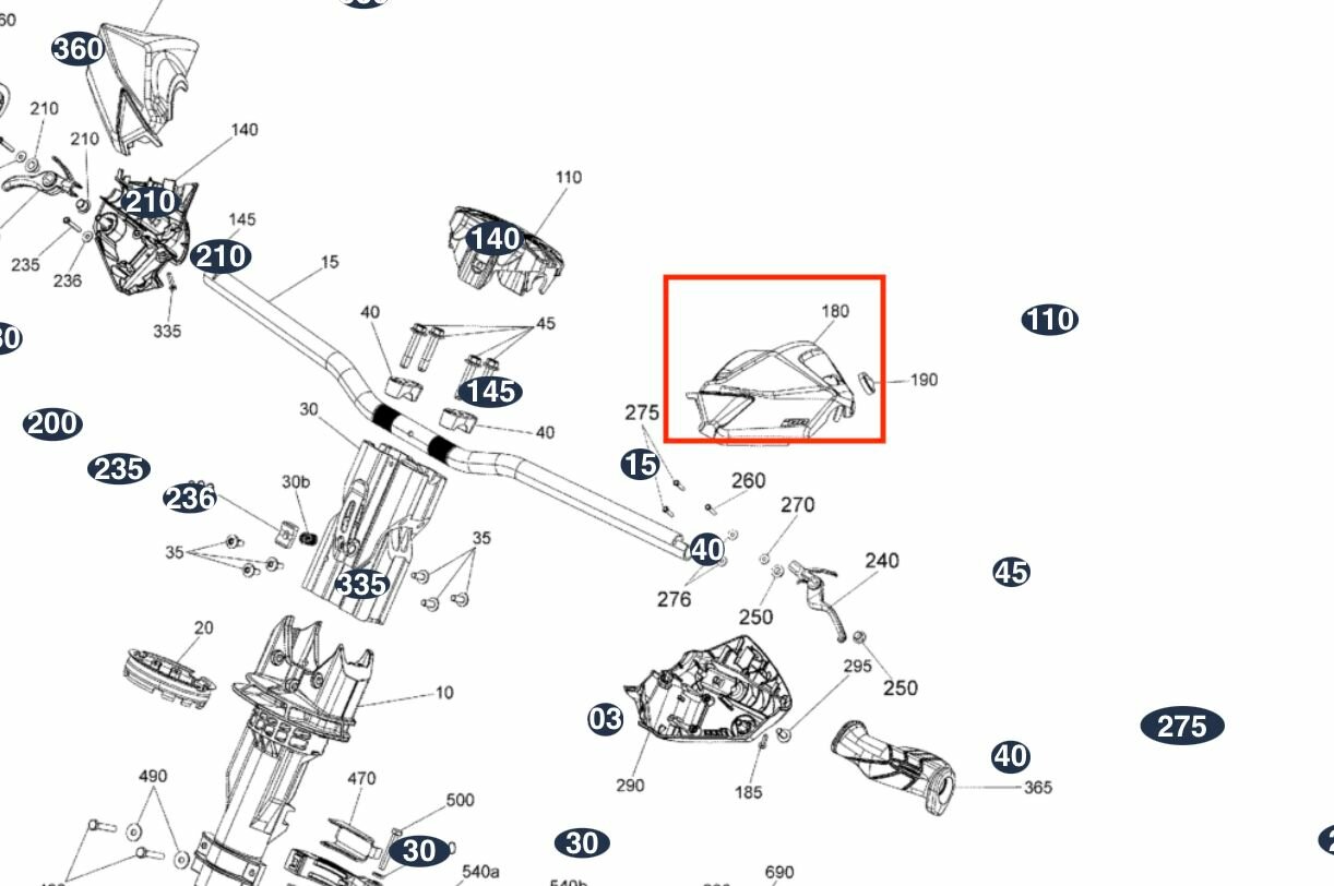 Верхняя крышка руля , левая - BRP 277002003, для мототехники