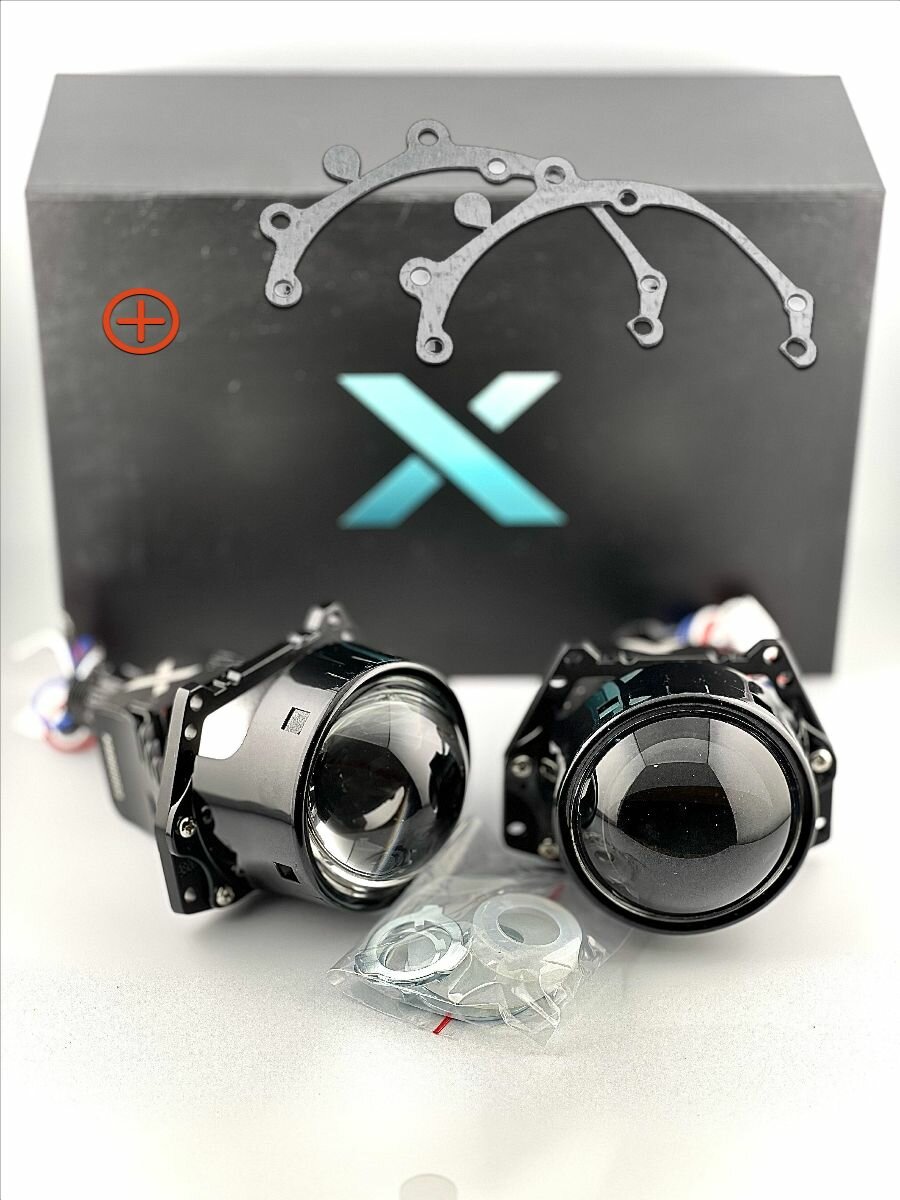 Линзы Bi Led DXL YH3 для Toyota Highlander II U40 2007-2013 (линзы + рамки) 3.0 дюйма светодиодные ближнего и дальнего света в автомобильные фары / Би Лед модули на гайку / Hella 3 / комплект 2шт