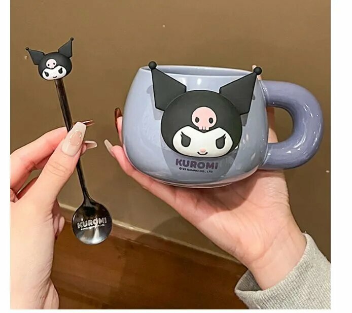 Кружка KUROMI, фарфор, высокотемпературный обжиг, 500мл, фиолетовая, 1шт