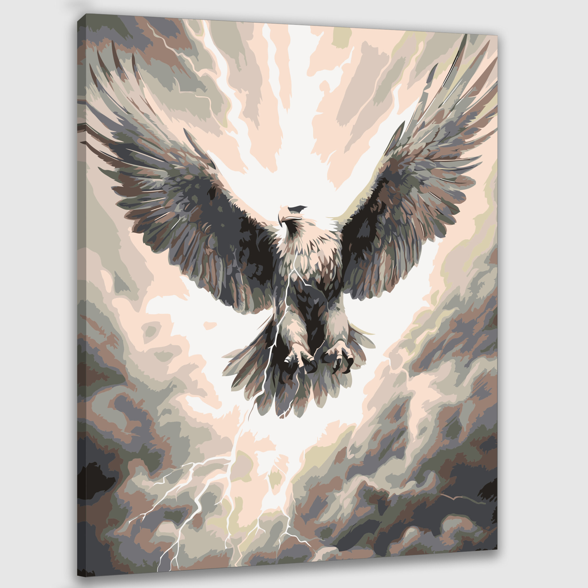 Картина по номерам 40x50 см, орел, крылья, небо, грозовые облака, молнии, природа, мощь, величественный