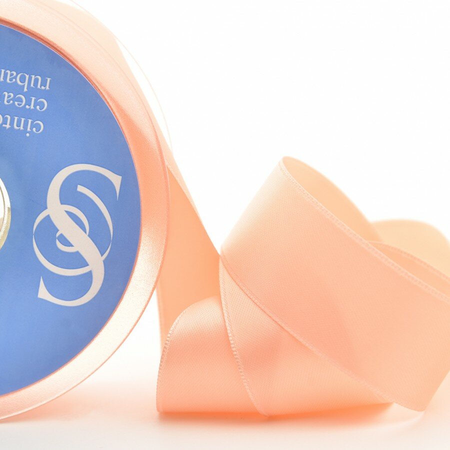 Лента атласная двусторонняя SAFISA, 11 мм, 25 м, цвет 07, персиковый