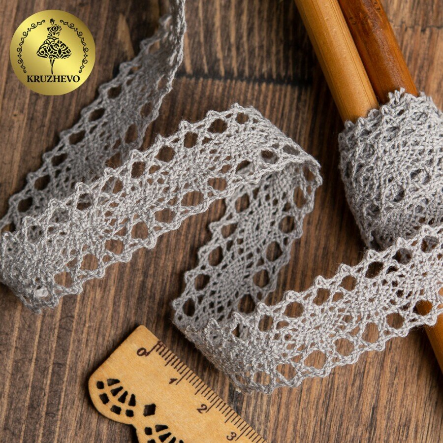 Тесьма вязаная KRUZHEVO 20мм TBY-6307-1 цв.25 св. серый уп.10м