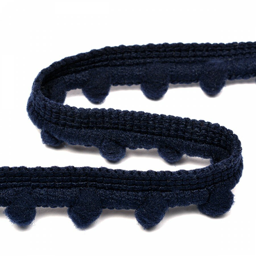 Тесьма с помпонами TBY-PP11 шир.15мм цв. S058 т. синий уп.8.23м