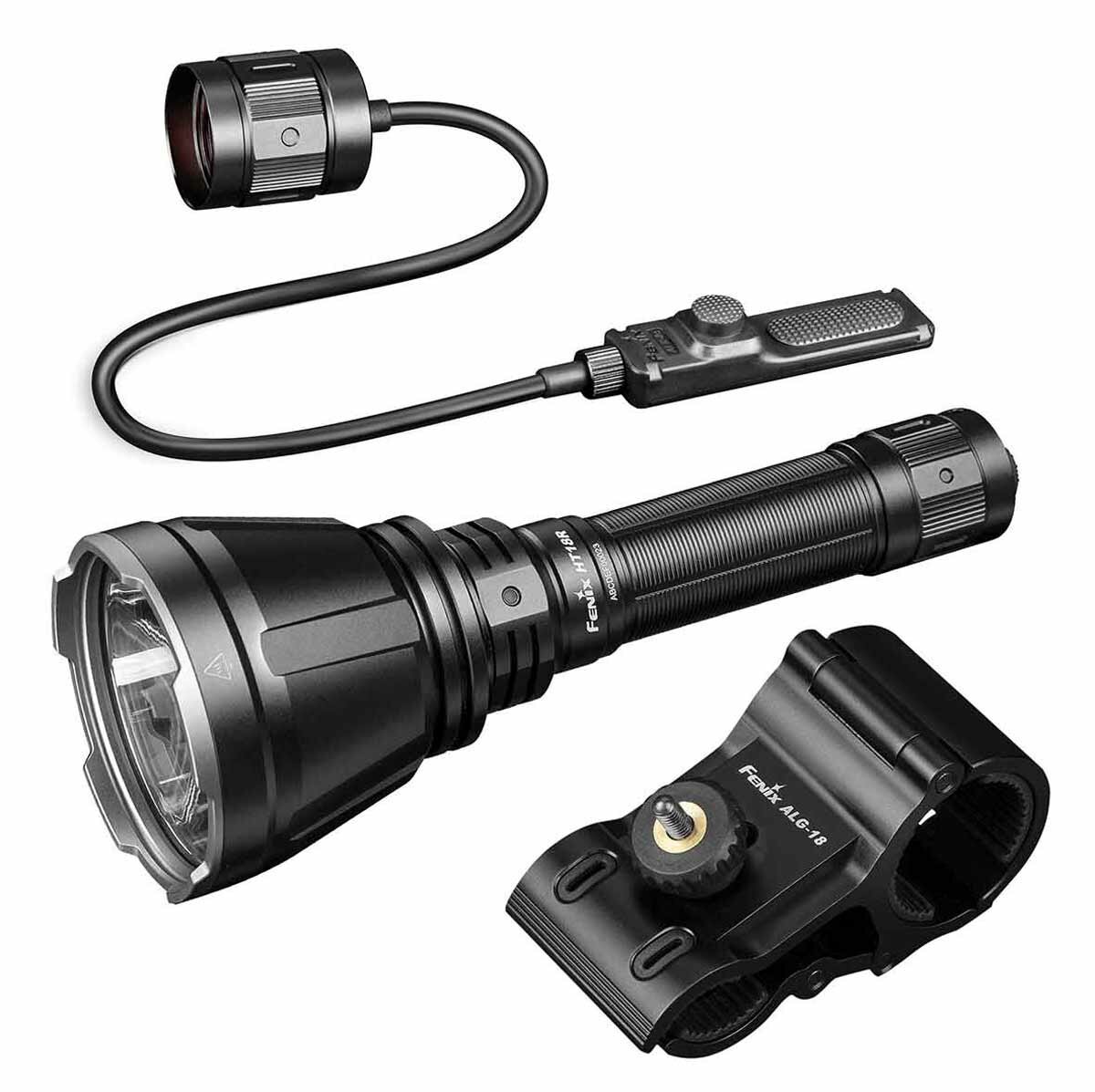 Светодиодный фонарь Fenix HT18R комплект с креплением ALG-18 и тактической кнопкой AER-05