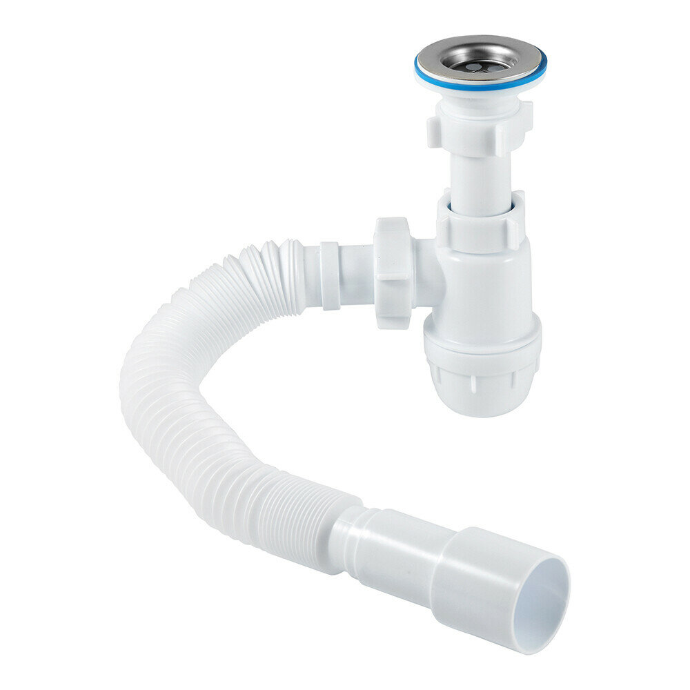 Сифон для раковины АНИ пласт 1 1/4х32 мм с выпуском 40/50 мм с соединением 40/50 мм белый BM1016