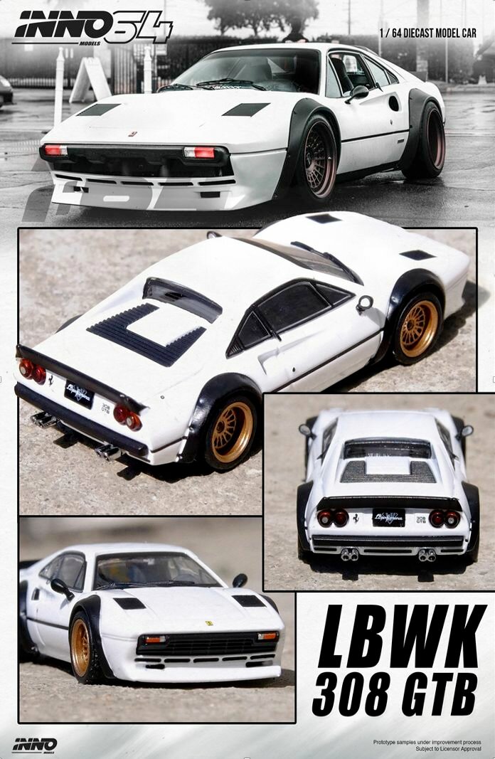 Коллекционная машинка INNO 1:64 LBWK 308 GTB White