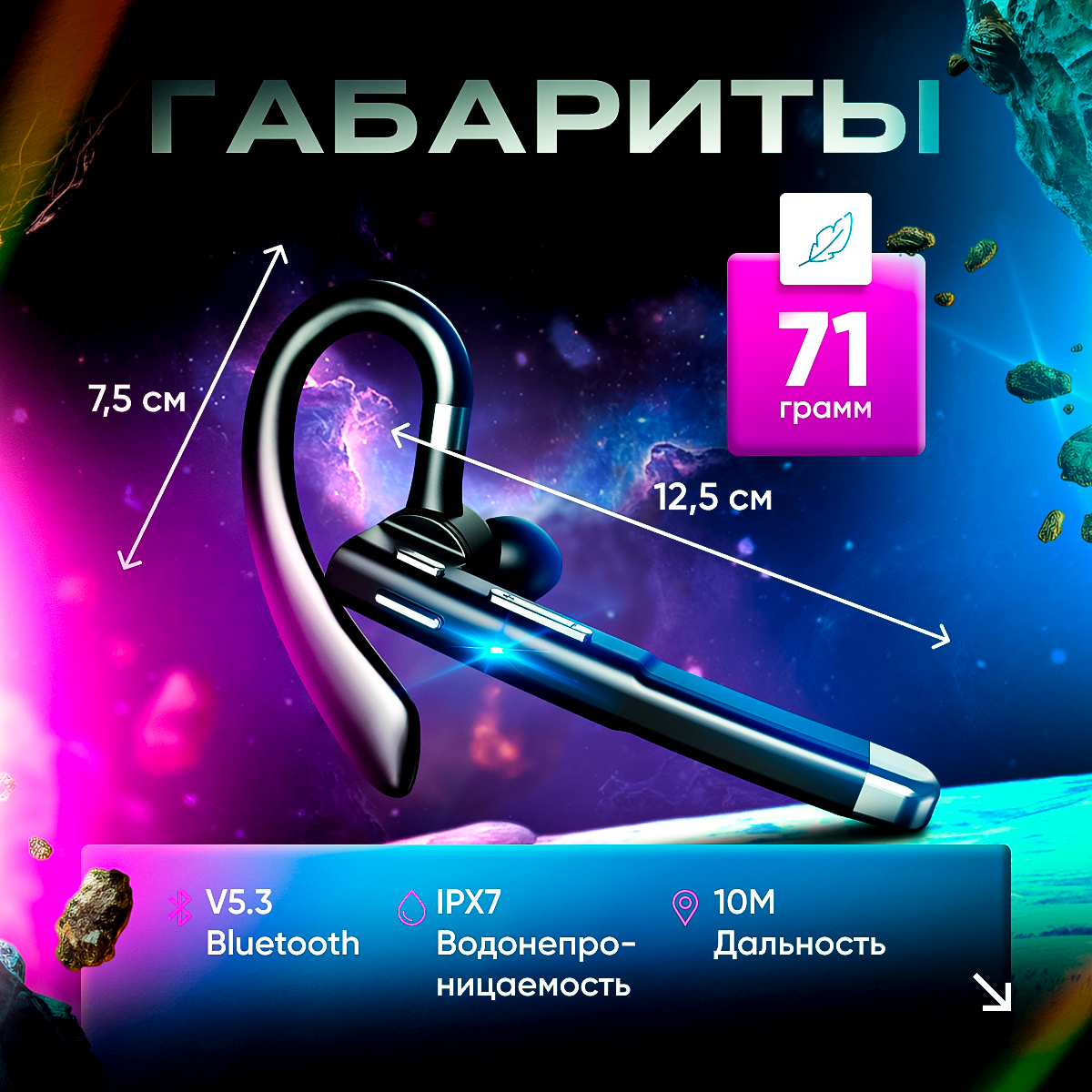 Bluetooth-гарнитура YYK-520, черного цвета с зарядным кейсом, Bluetooth V5.3