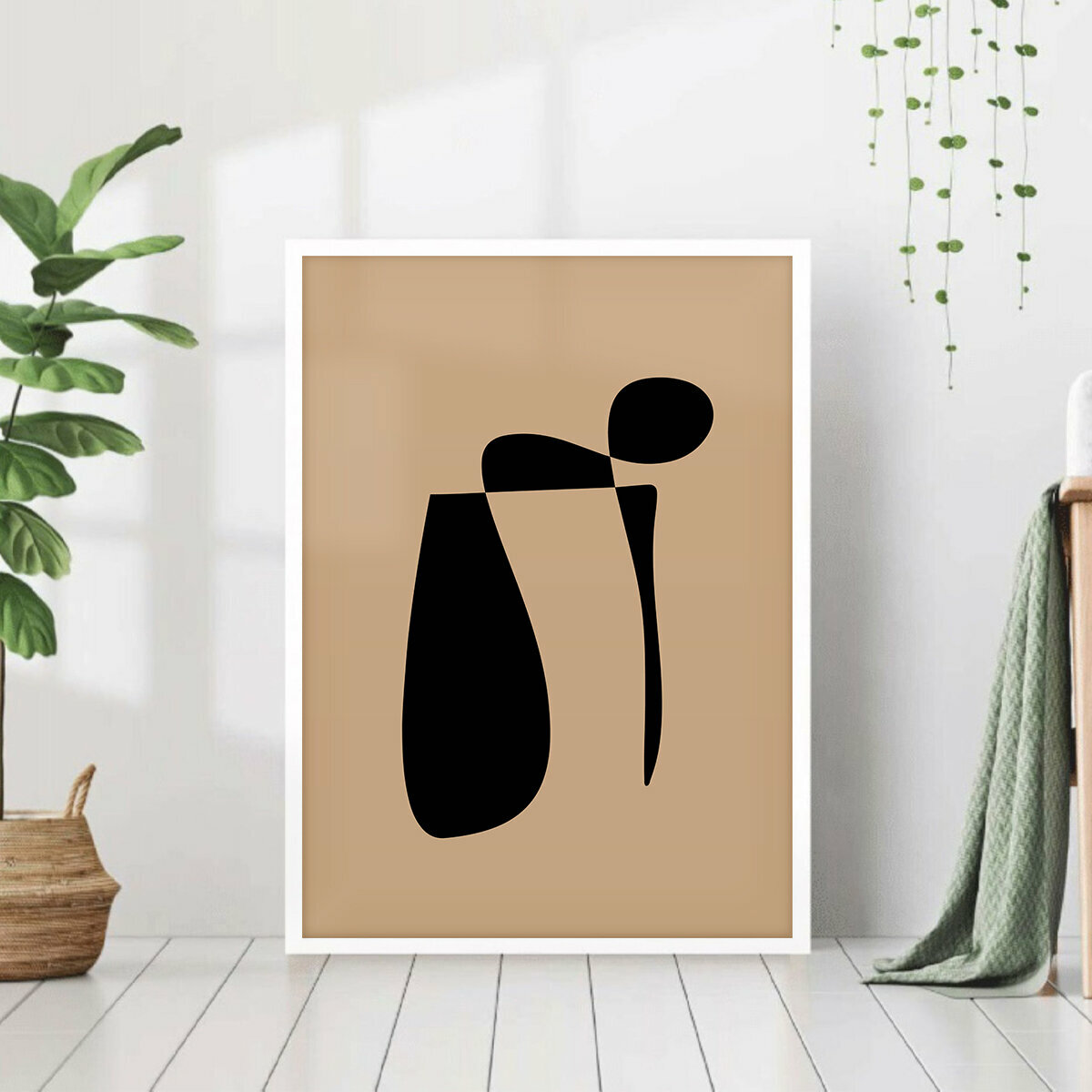 Постер "Черный минимализм" в белой рамке 50x70 см для интерьера на стену