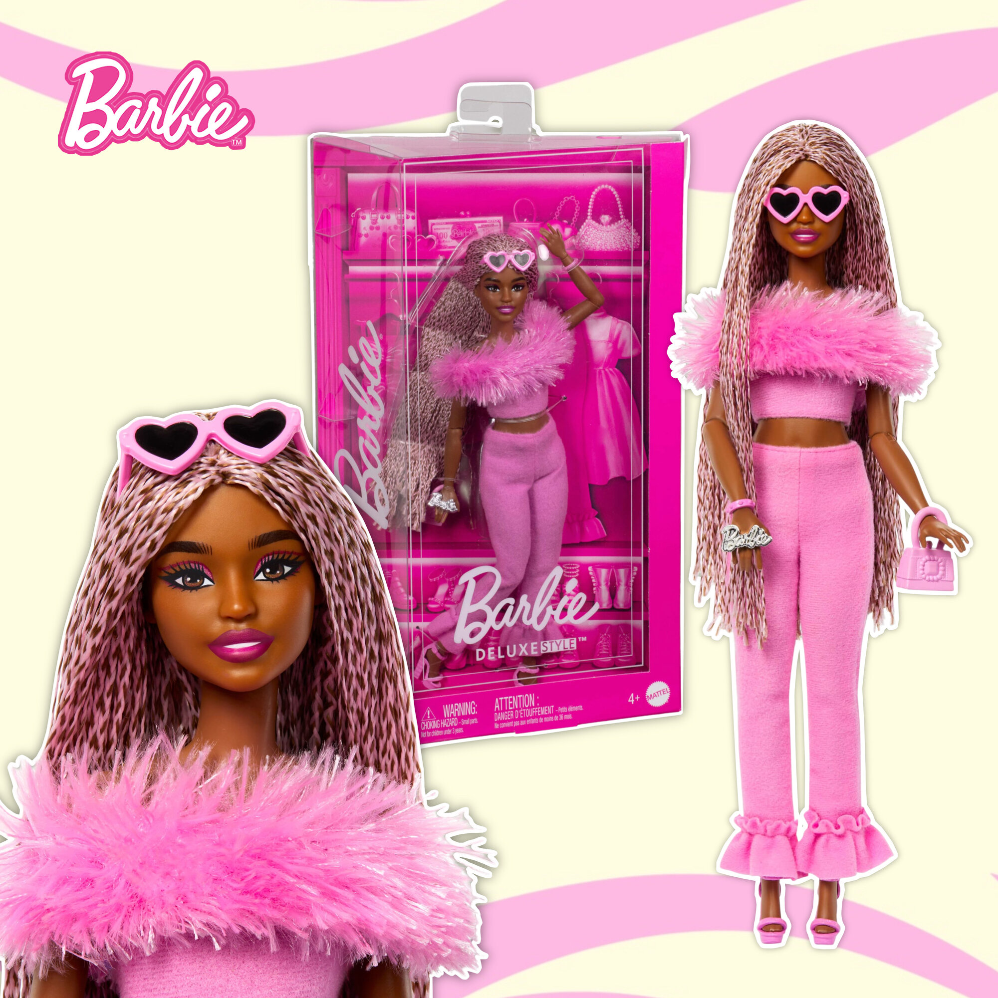 Barbie Deluxe style doll #4 Кукла Барби серия Делюкс в нежно розовом комбинезоне